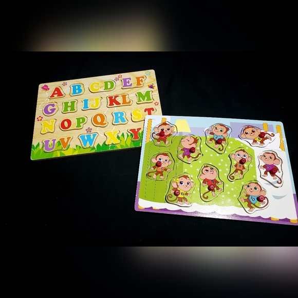 Toys | Wooden Alphabet Number Puzzle Set | Poshmark
